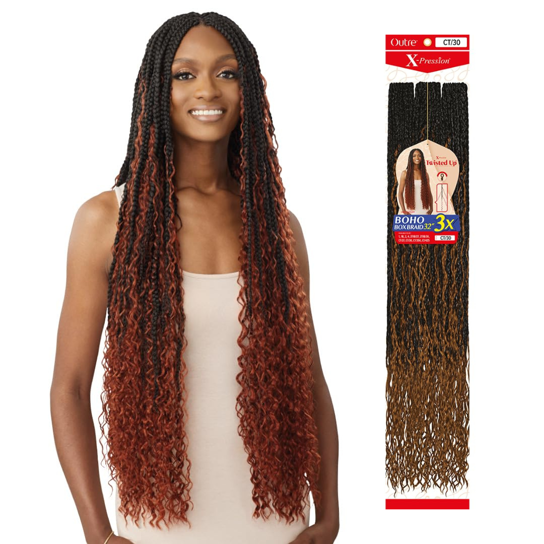 Outre X-pression Twisted Up Bobo Box Braid 3X's Pack Crochet Hair - 32 ...