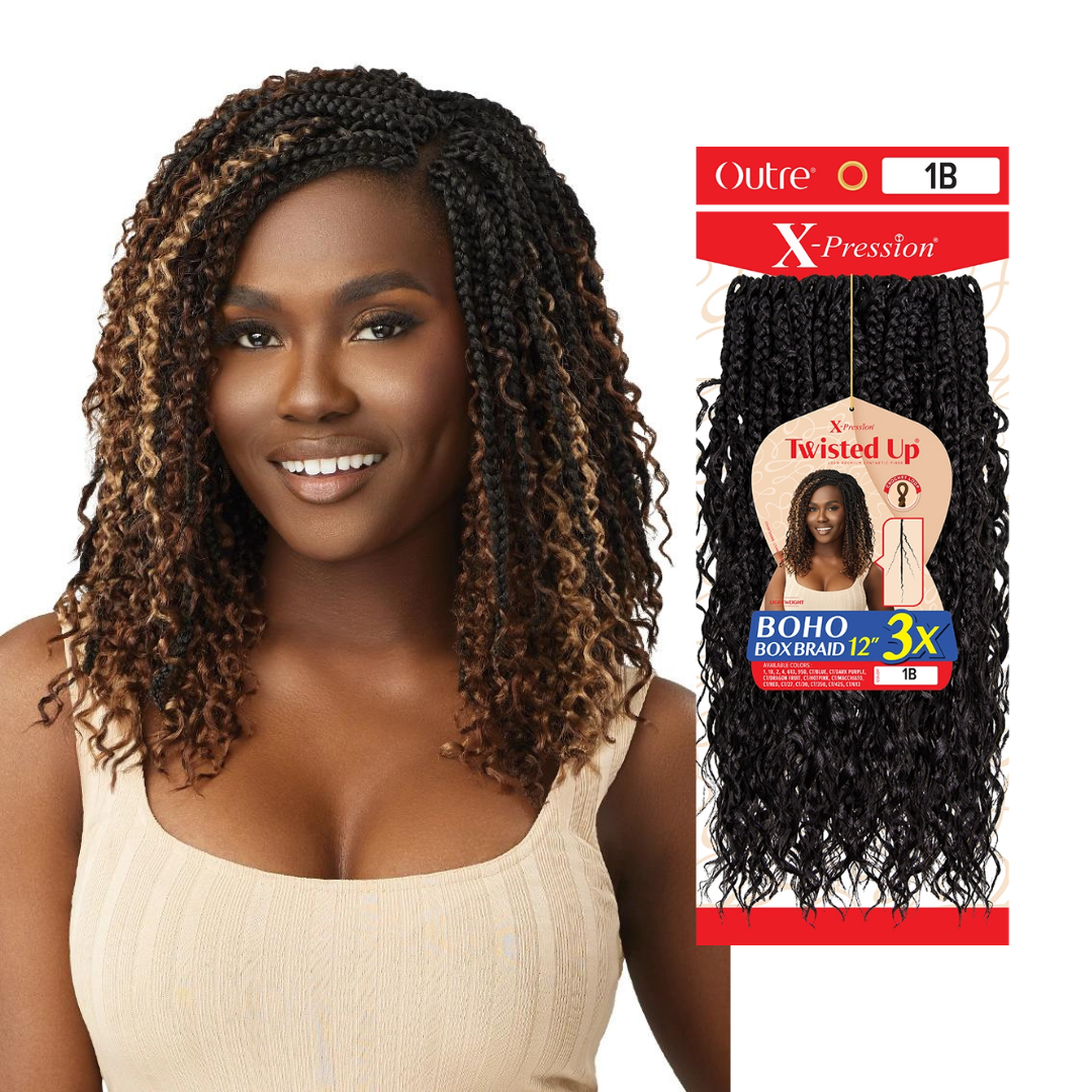 Outre X-pression Twisted Up Boho Box Braid 3X's Pack Crochet Hair - 12 ...