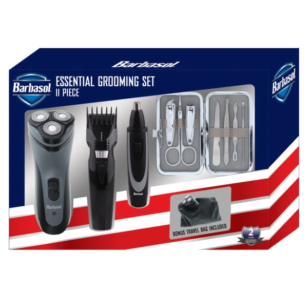 Barbasol 11-Piece Essential Grooming Kit with Travel Bag – Supreme Hair & Beauty