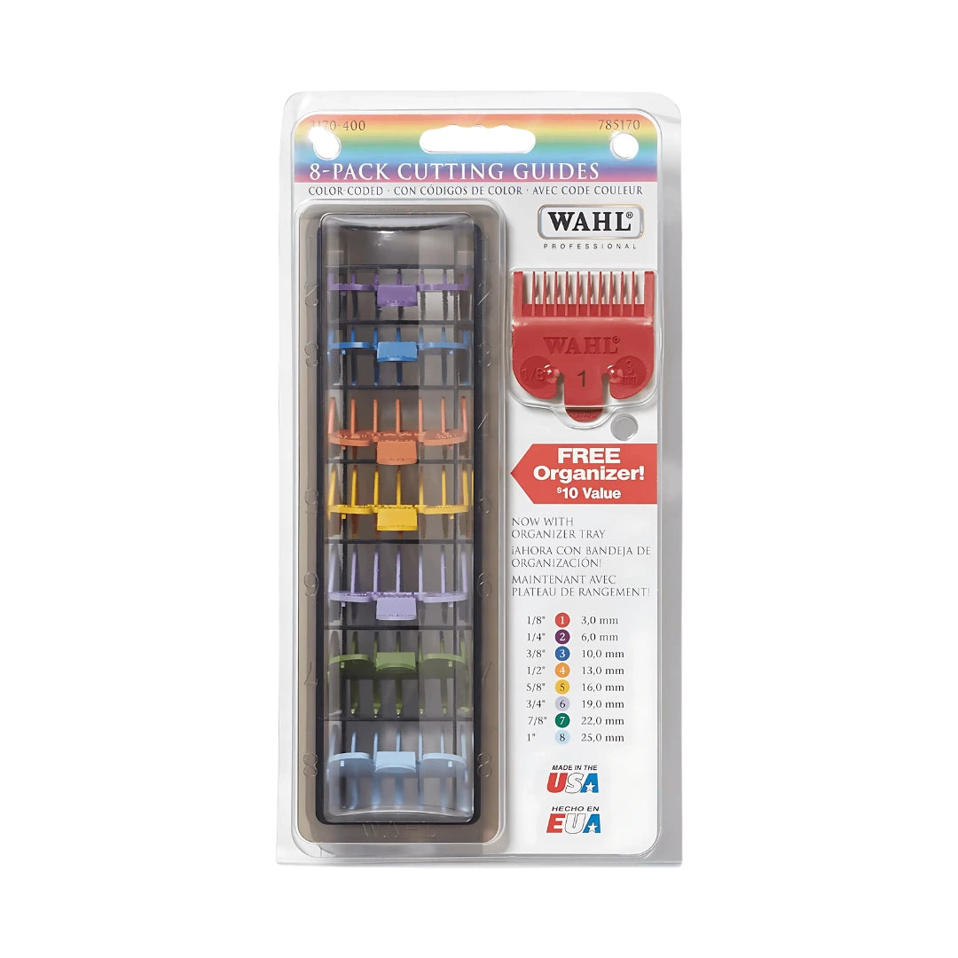 Wahl Plastic Cutting Guides #1-8 Guides with Organizer - Assorted Colo ...