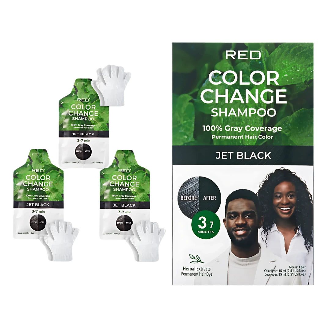 Red by Kiss Color Change Shampoo 100% Gray Coverage Permanent Hair Col ...