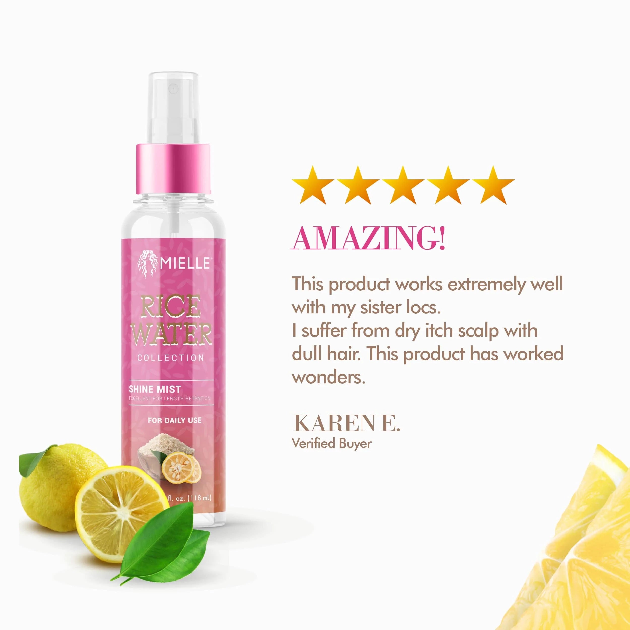 MIELLE RICE WATER COLLECTION LENGTH RETENTION DAILY SHINE MIST- 4 OZ ...
